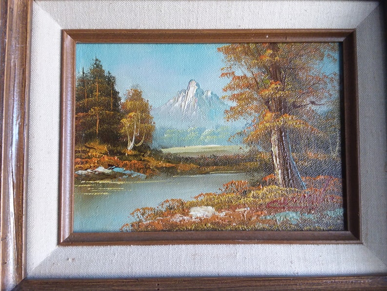 Framed Landscape Art of Nature Scenery With Hills, Trees and Stream ...