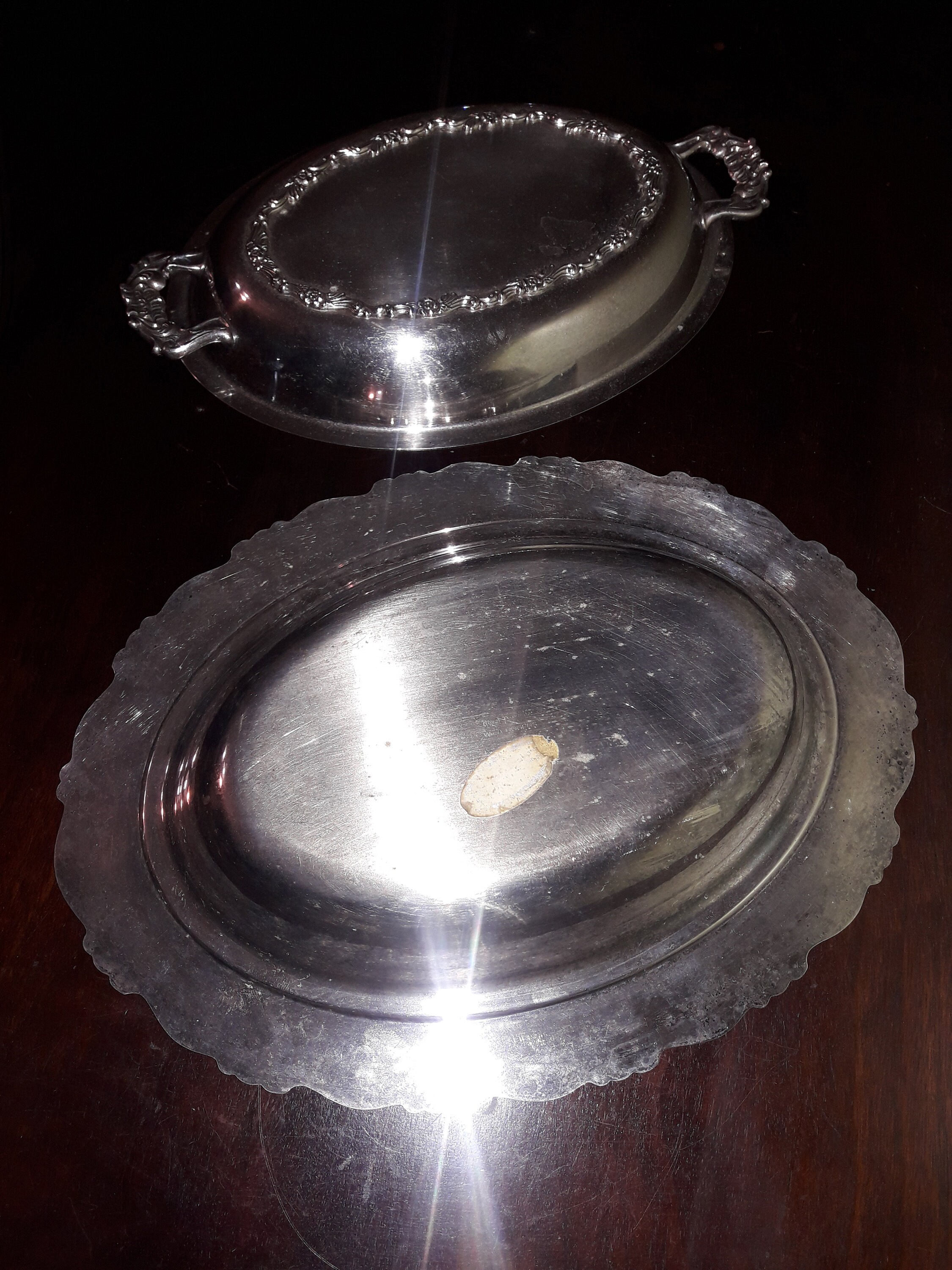 Vintage Covered Oval Shaped Vegetable Serving Dish With Handles Double ...