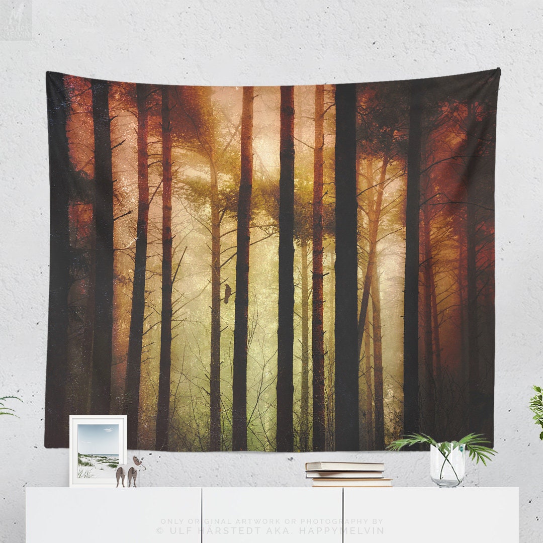 Moody Forest Tapestry, Enchanted Woods Tapestries, Large Wall Art, Dorm ...