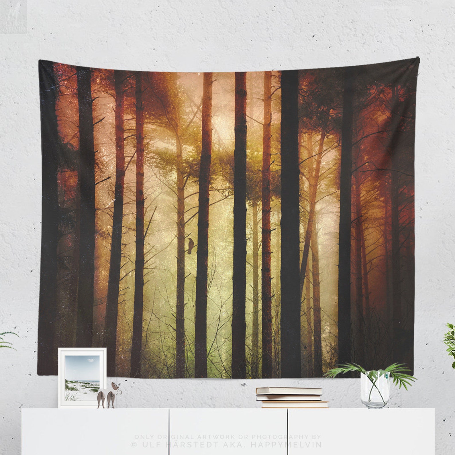 Moody Forest Tapestry enchanted woods tapestries large wall | Etsy