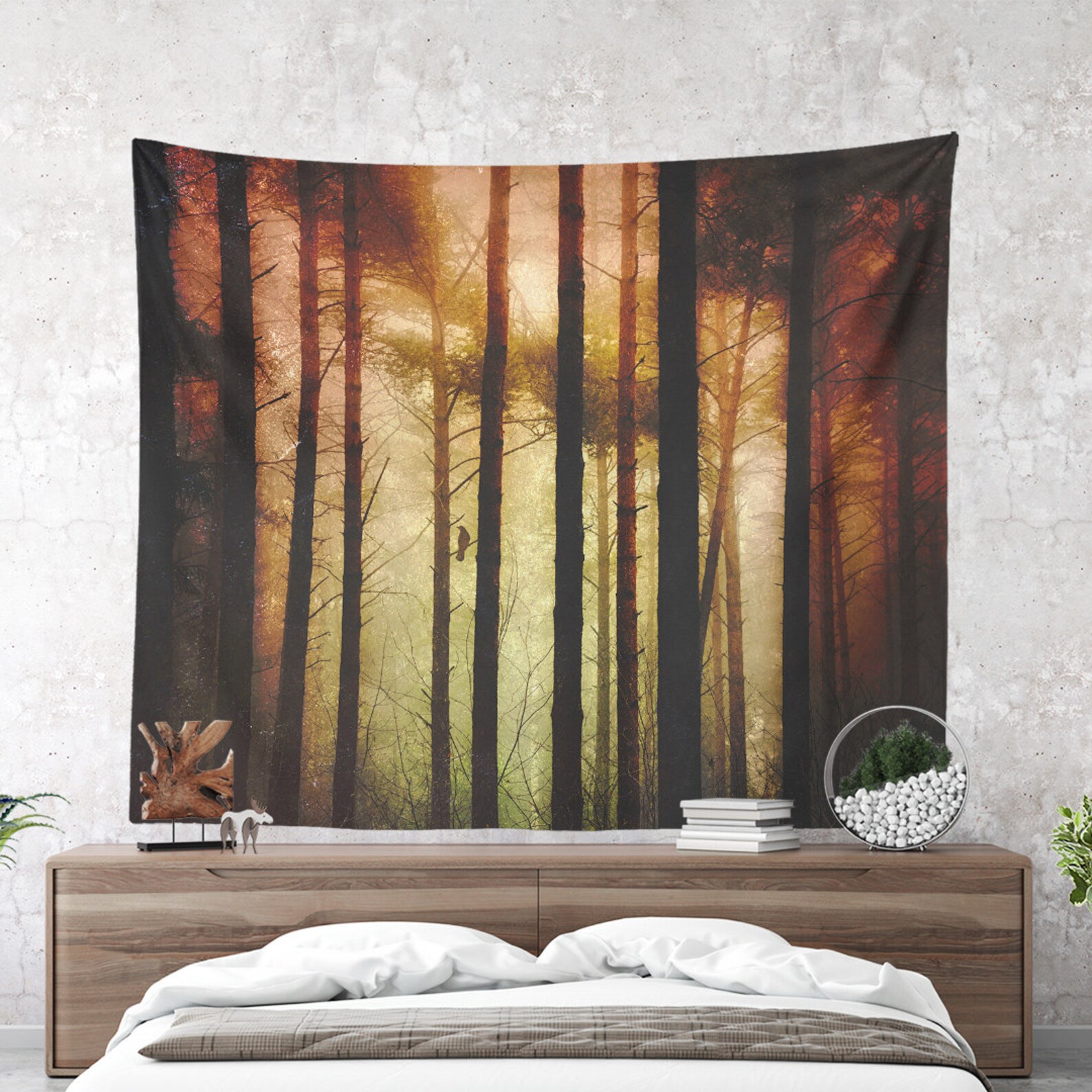 Moody Forest Tapestry enchanted woods tapestries large wall | Etsy