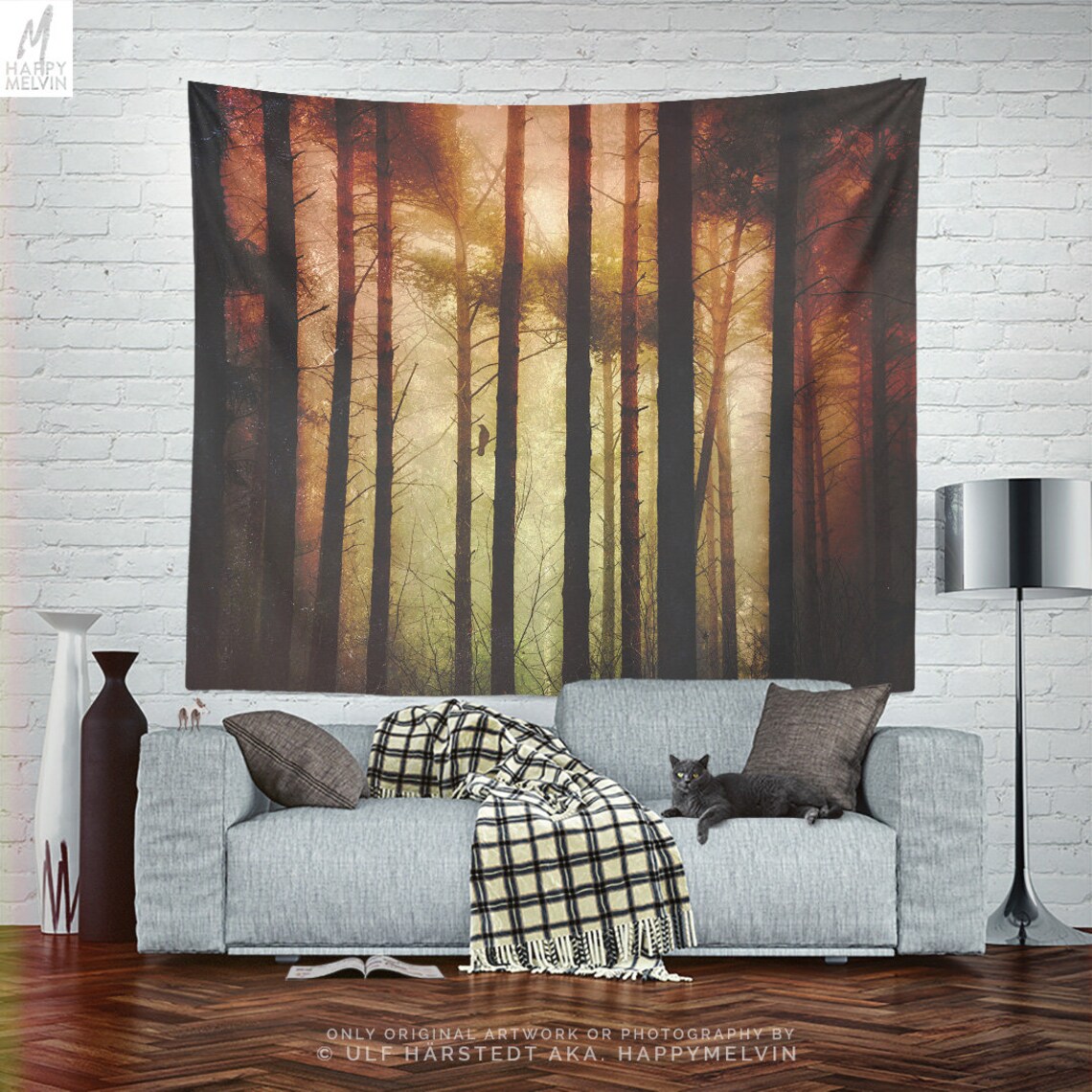 Moody Forest Tapestry enchanted woods tapestries large wall | Etsy