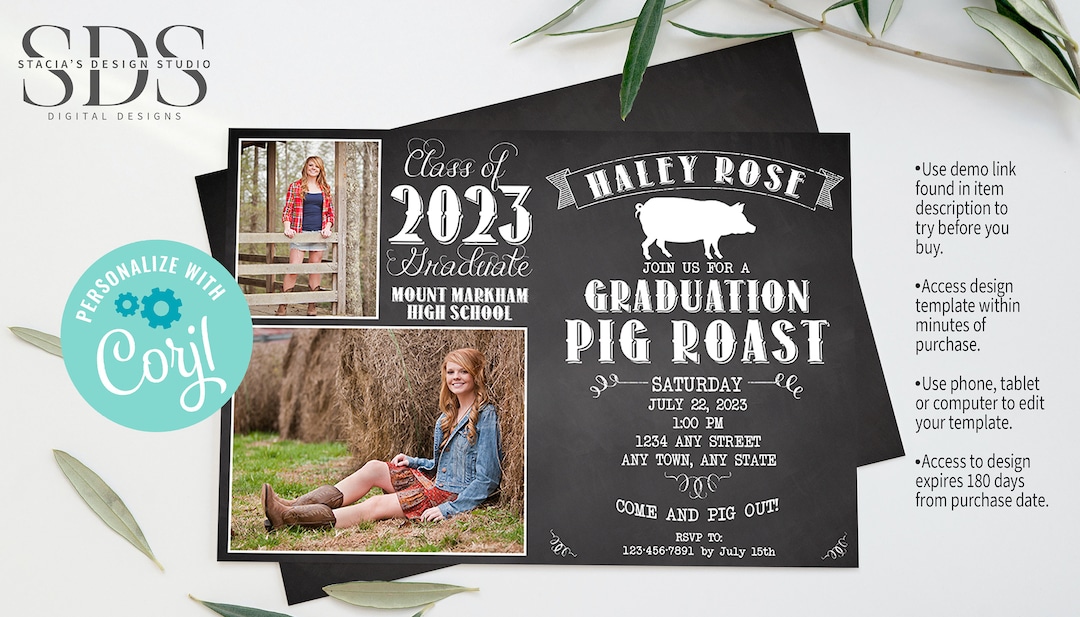Graduation Hog Roast /pig Roast - Edit Yourself in Corjl - Digital File ...