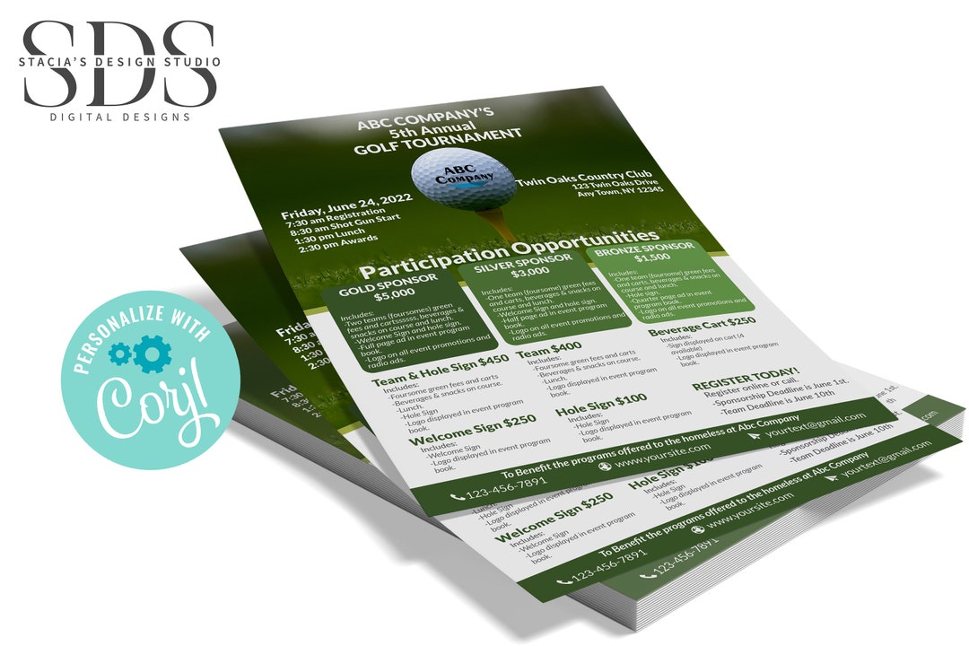 Golf Tournament Opportunities / Sponsorship Flyer - Digital File ...