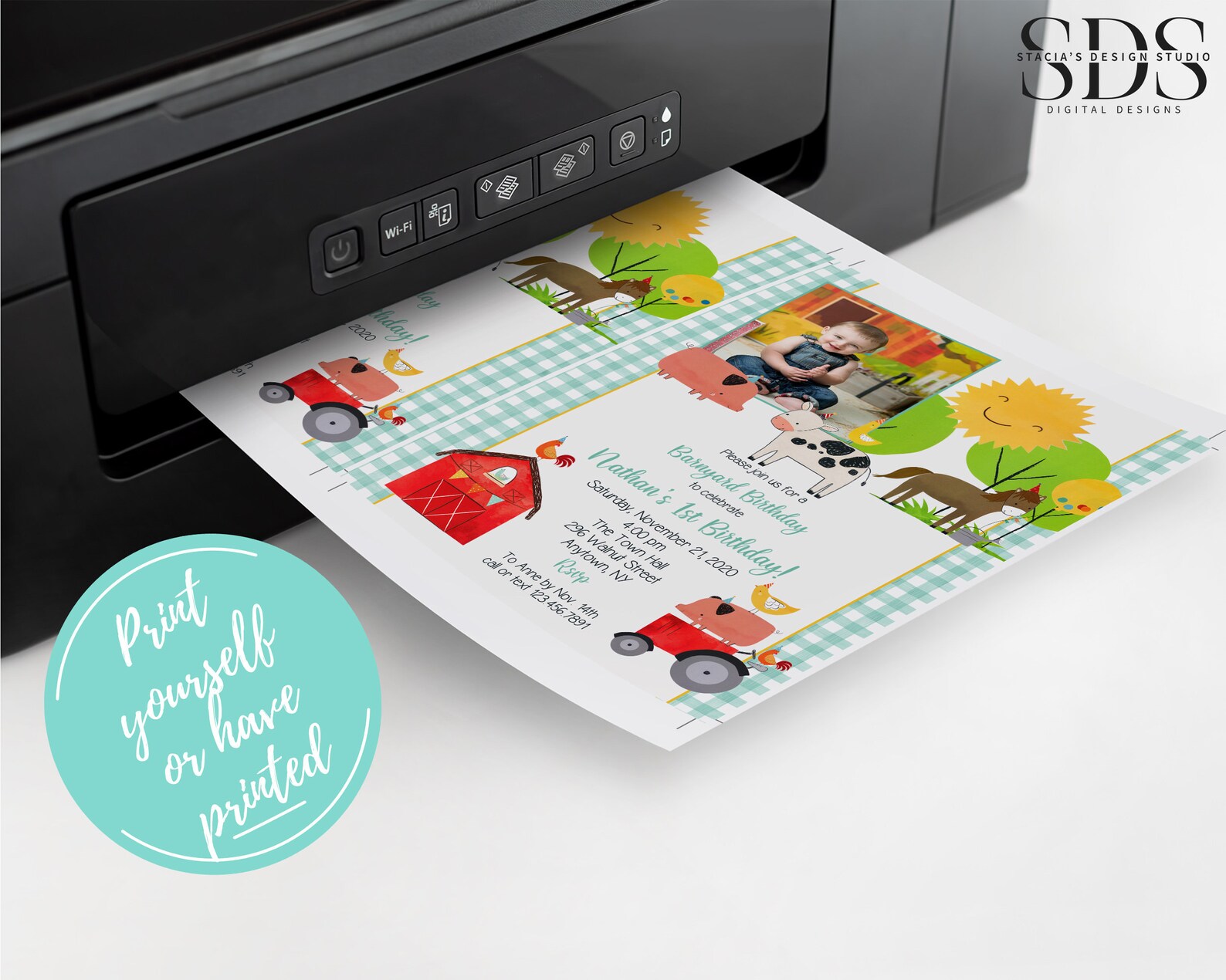 Friendly Farm Photo Birthday Invitation DIY Edit Yourself in | Etsy