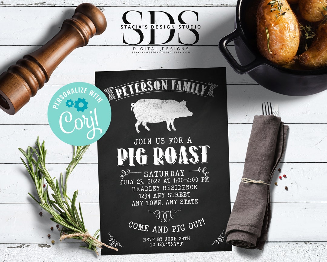Pig Roast Invitation - Chalkboard - Hog Roast - Digital File - DIY in ...