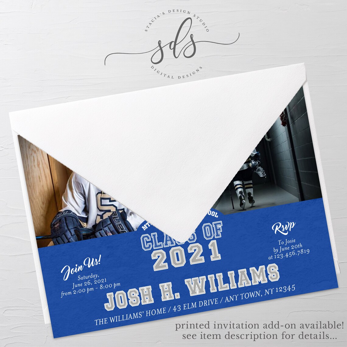 Hockey Graduation Photo Invitation / Announcement 2 Photo | Etsy