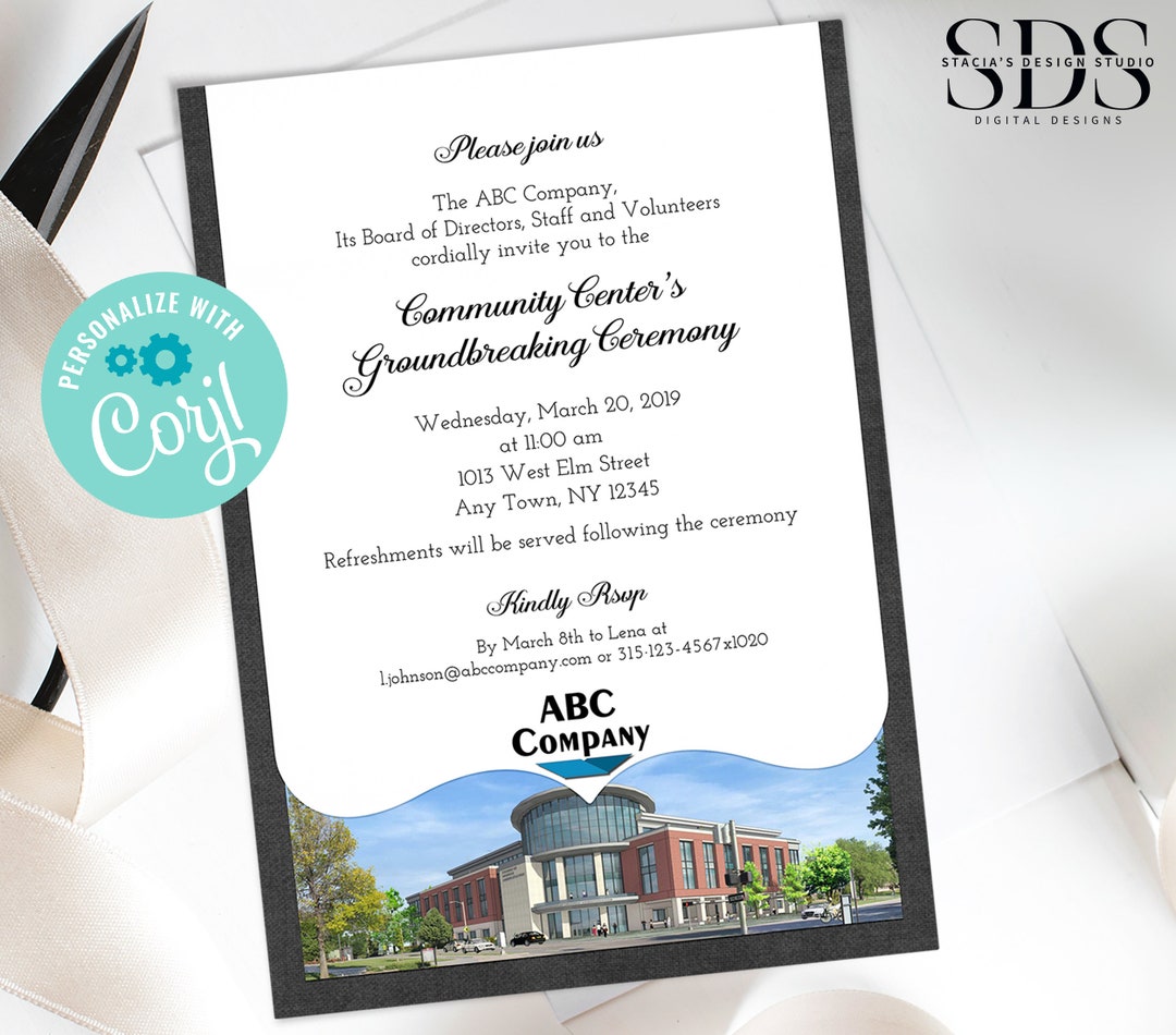 Groundbreaking Ceremony, Grand Opening, Gala Invitation - Corporate ...