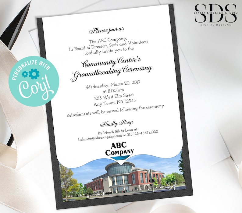 Groundbreaking Ceremony, Grand Opening, Gala Invitation - Corporate ...