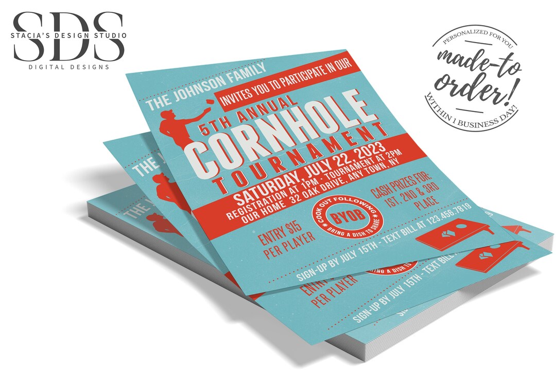 Cornhole Tournament Flyer / Invitation - Digital File - Made to Order ...