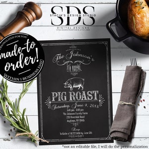 Retro Chalk - Pig Roast - Hog Roast - Chalkboard - Digital File - Party ...