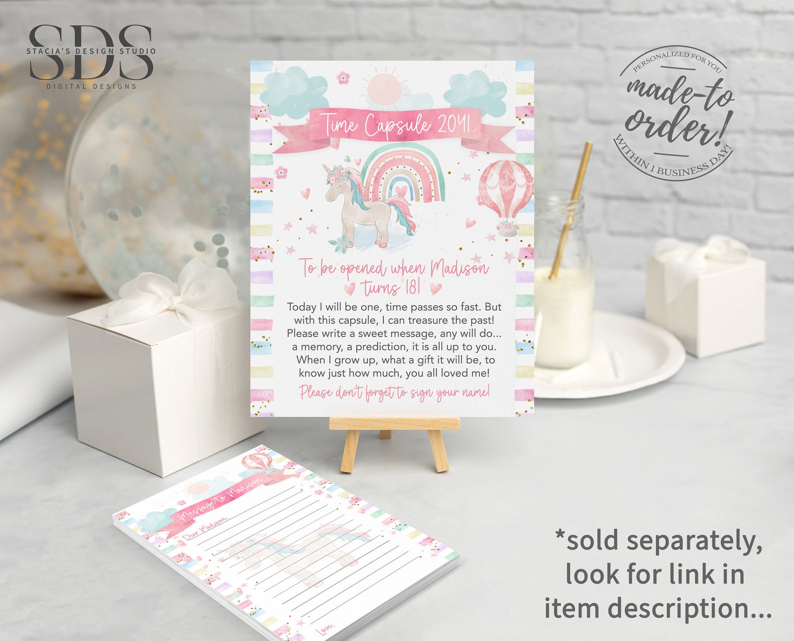 Rainbow Unicorn Birthday Party Hat DIY Edit Yourself in - Etsy