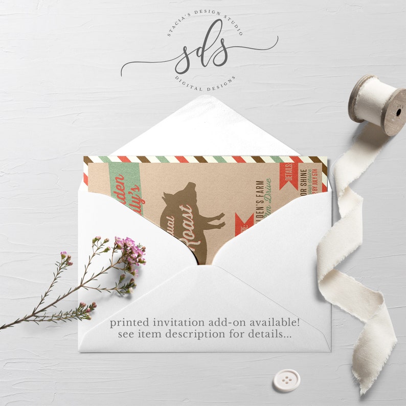 Pig Roast Invitation Retro Digital File Summer BBQ | Etsy