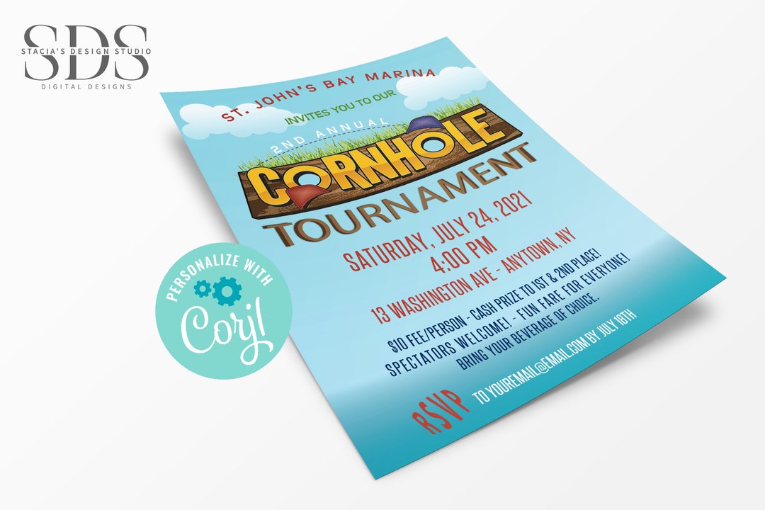 Cornhole Tournament Flyer 8.5x11 - Digital File - DIY in Corjl - Etsy