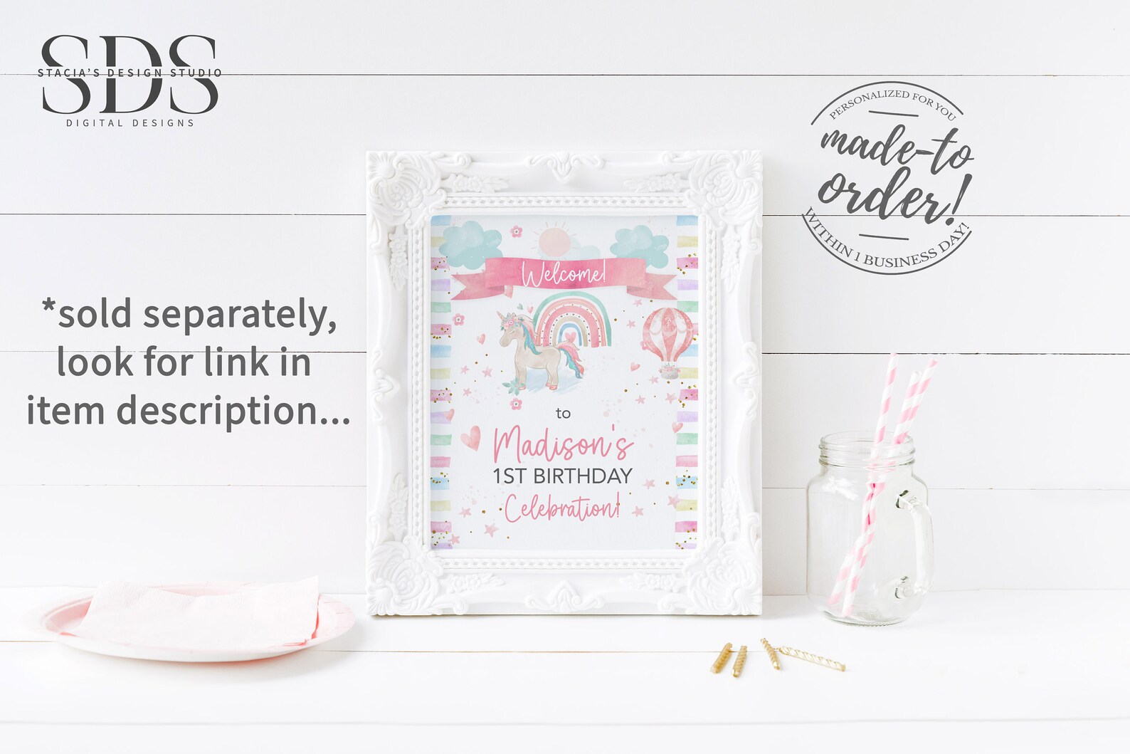 Rainbow Unicorn Time Capsule Sign 8x10 and Message Cards 4x6 - Etsy