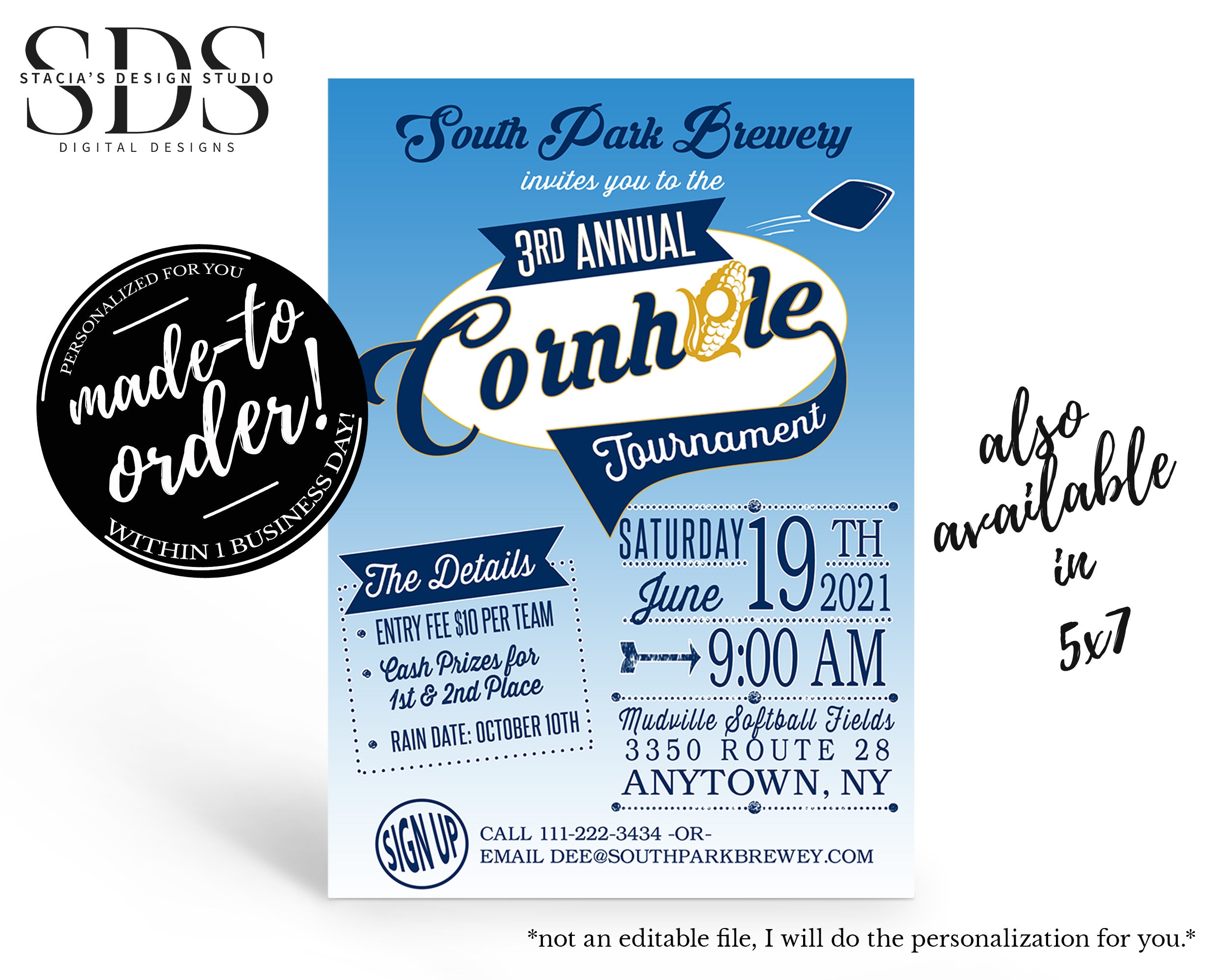 Cornhole Tournament Flyer / Invitation Digital File Made | Etsy