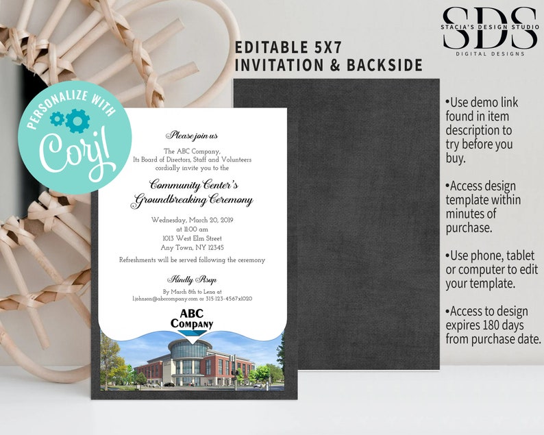 Groundbreaking Ceremony, Grand Opening, Gala Invitation - Corporate ...