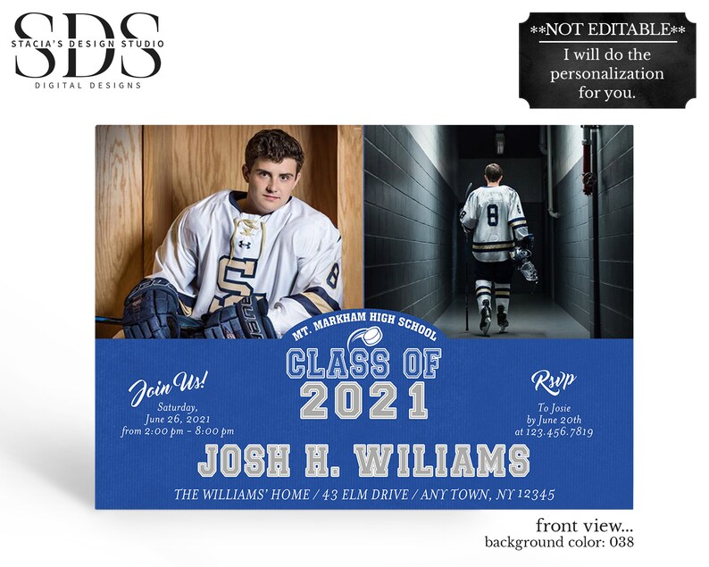 Hockey Graduation Photo Invitation / Announcement 2 Photo | Etsy