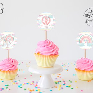Rainbow Unicorn Birthday / Baby Shower - Cupcake Toppers - 5 Variations ...