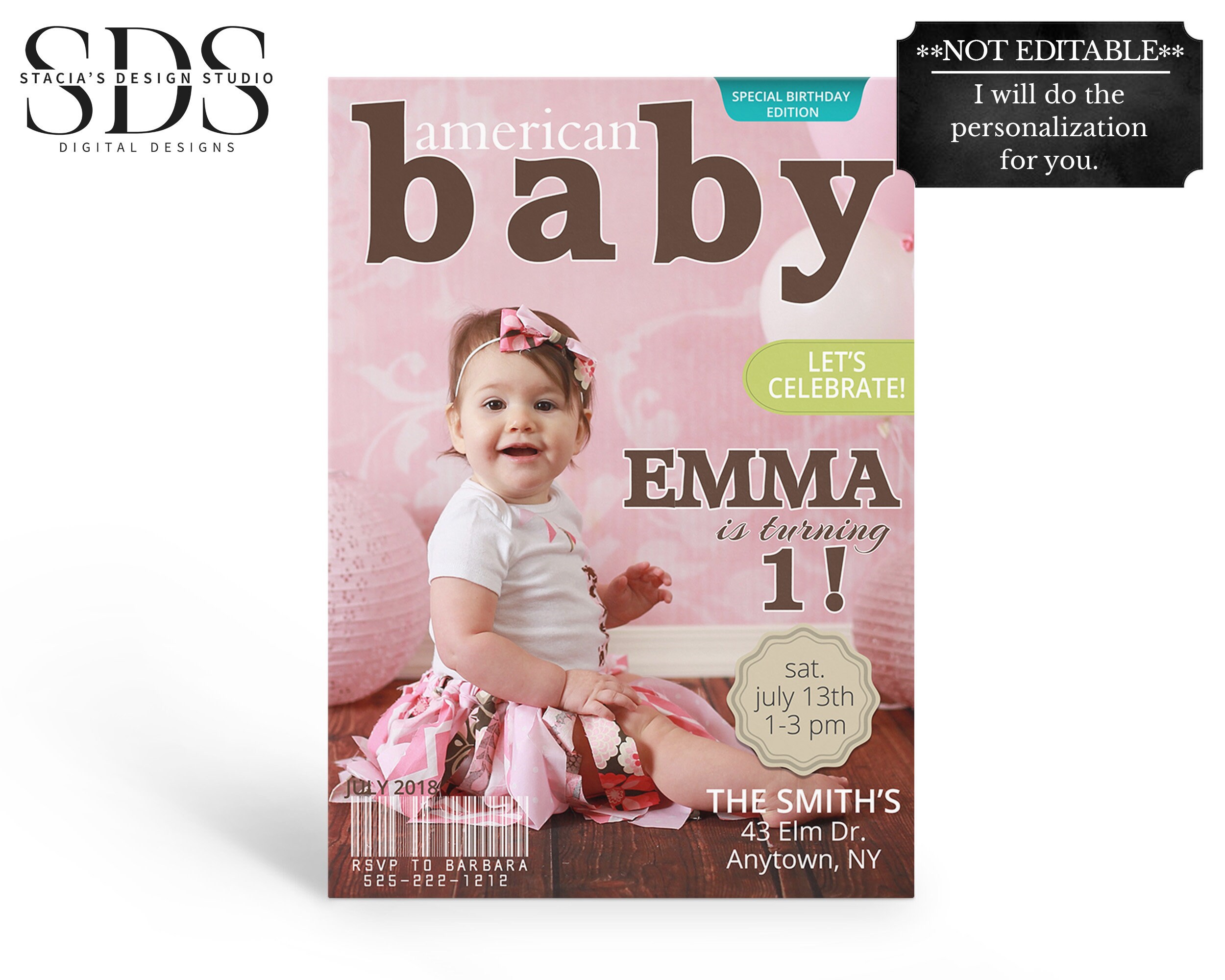 Birthday Magazine Cover - Full Photo - Digital File - - Etsy