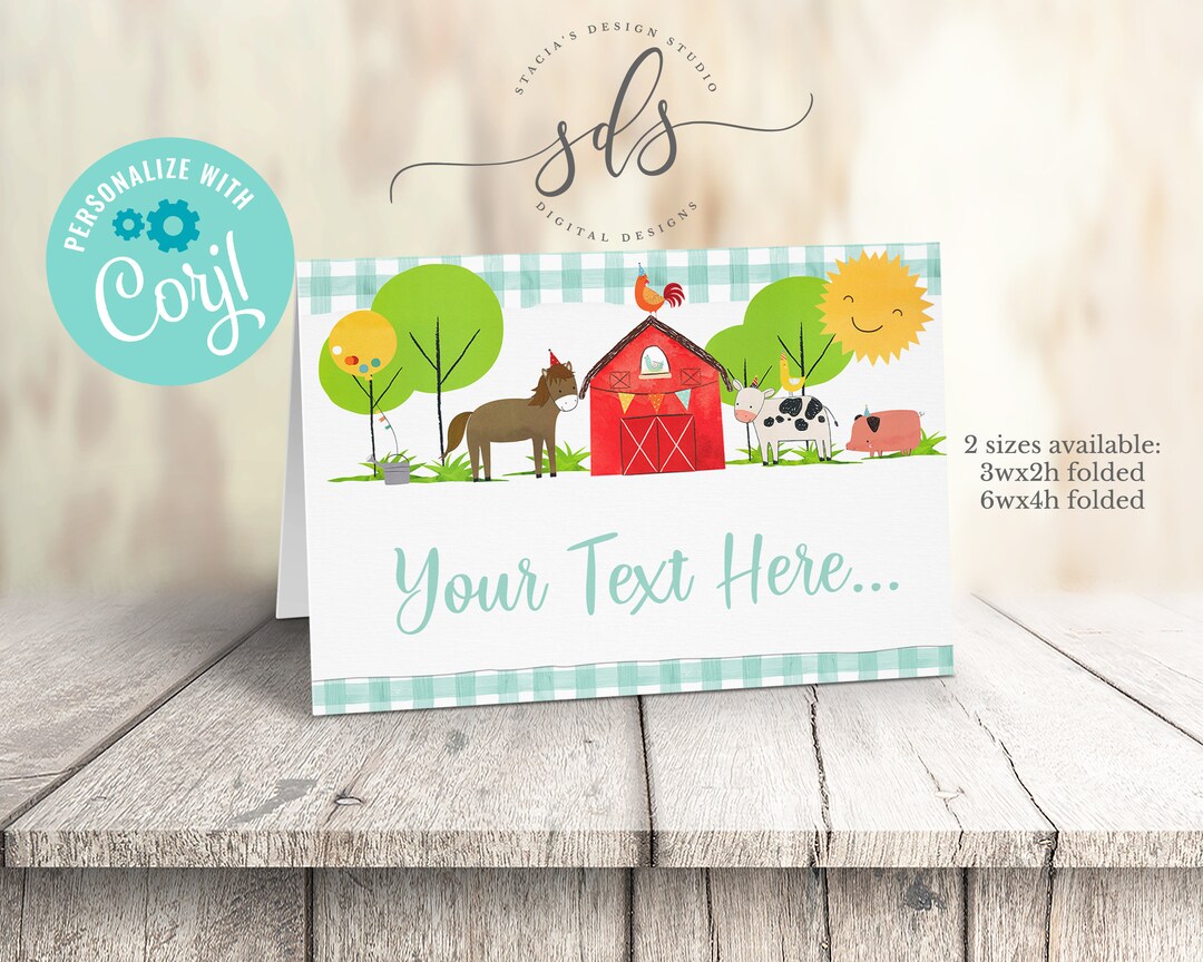 Friendly Farm Menu Tent Food Card - Edit Yourself in Corjl - Etsy
