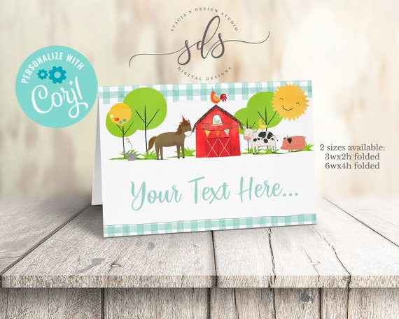 Friendly Farm Menu Tent Food Card Edit Yourself in Corjl | Etsy