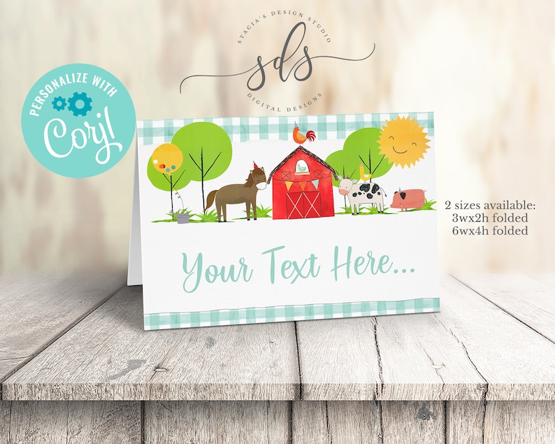 Friendly Farm Menu Tent Food Card Edit Yourself in Corjl | Etsy