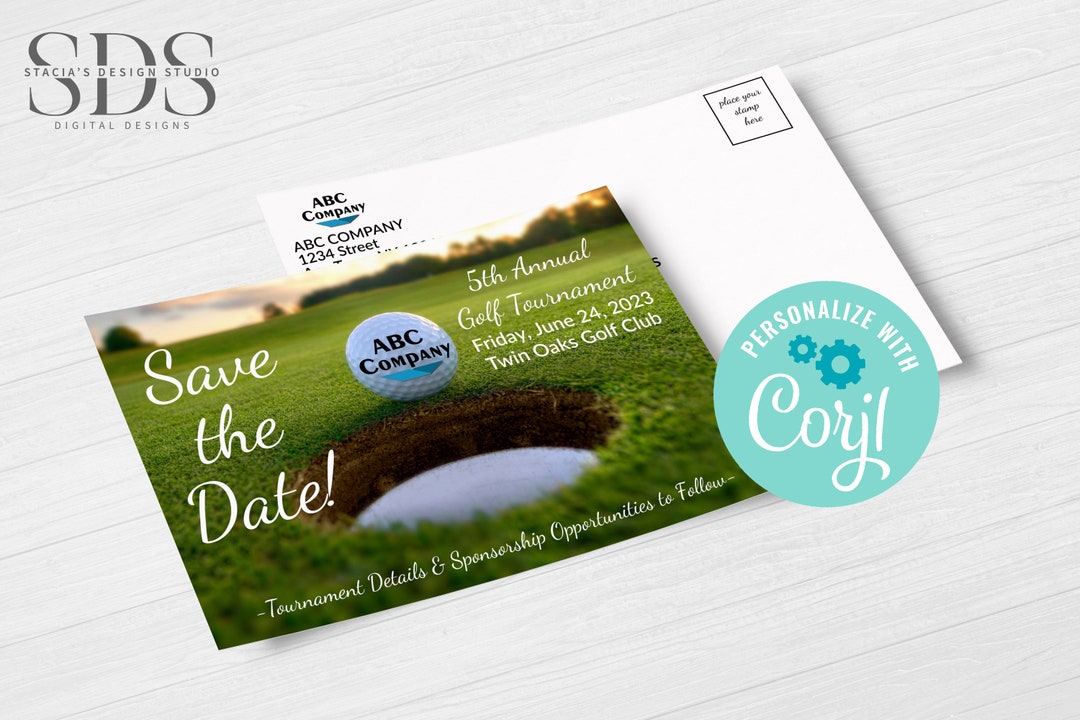 Golf Tournament Save the Date Postcard - Digital File - Party ...