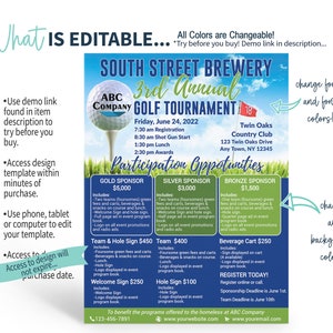 Golf Tournament Sponsorship / Participation Flyer - Party Invitation ...