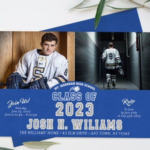 Hockey Graduation Photo Invitation / Announcement - 2 Photo - Digital ...