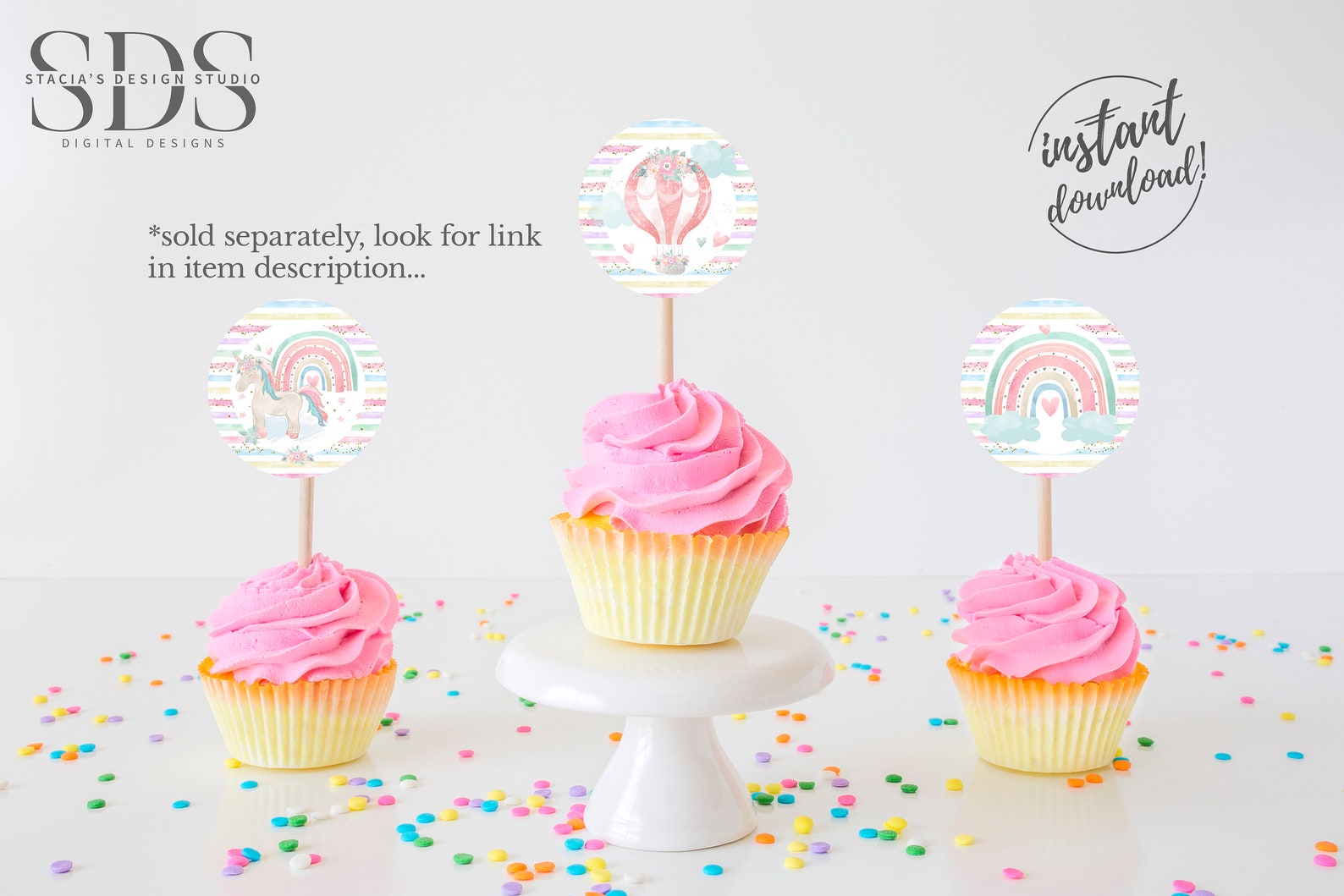 Rainbow Unicorn Birthday Party Hat DIY Edit Yourself in - Etsy