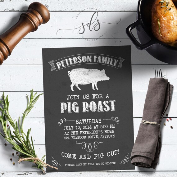 Pig Roast Invitation Chalkboard Hog Roast Digital File | Etsy