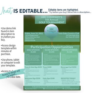 Golf Tournament Opportunities / Sponsorship Flyer - Digital File ...