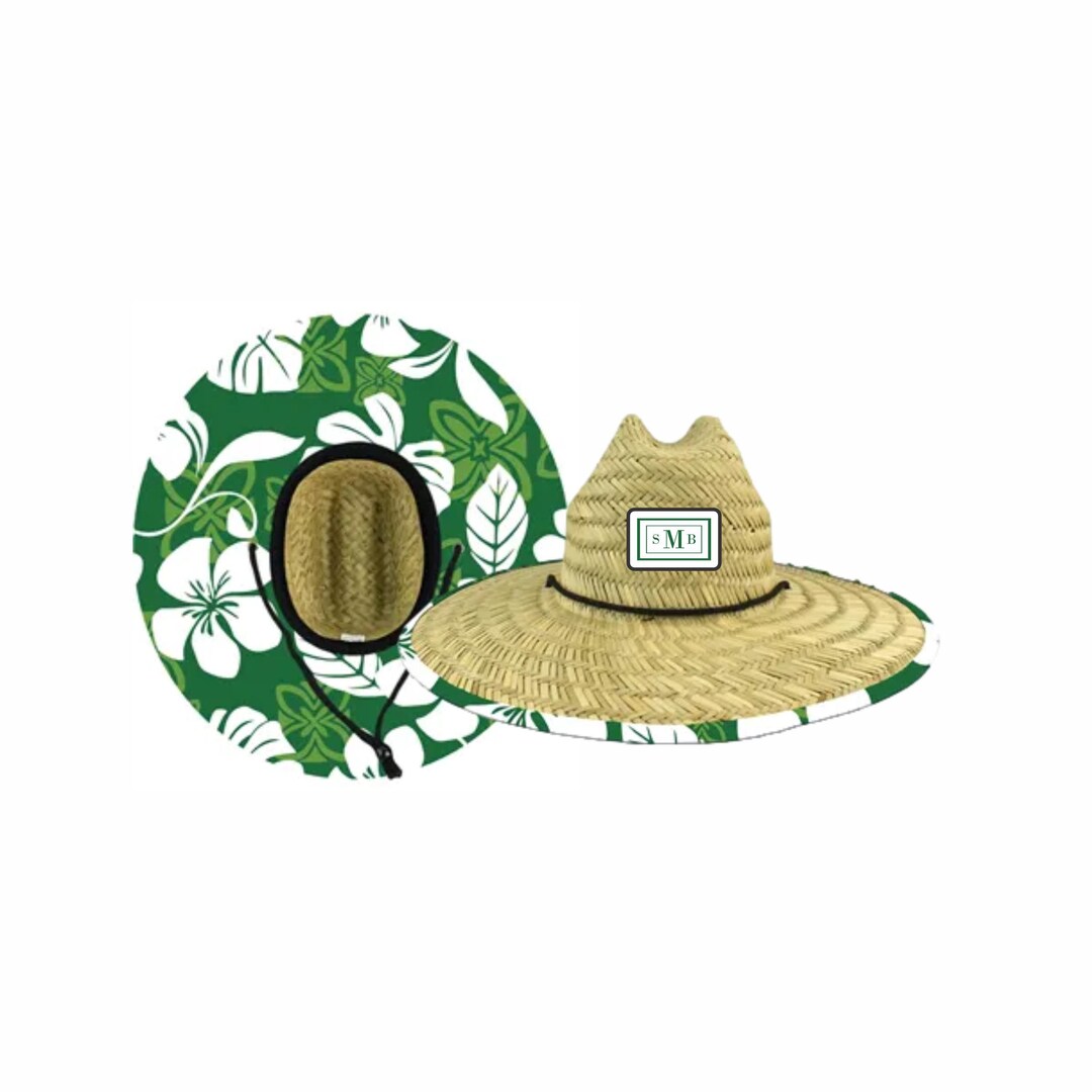 Personalized Straw Hat Tropical Aloha Tiki Hibiscus Design, Custom ...