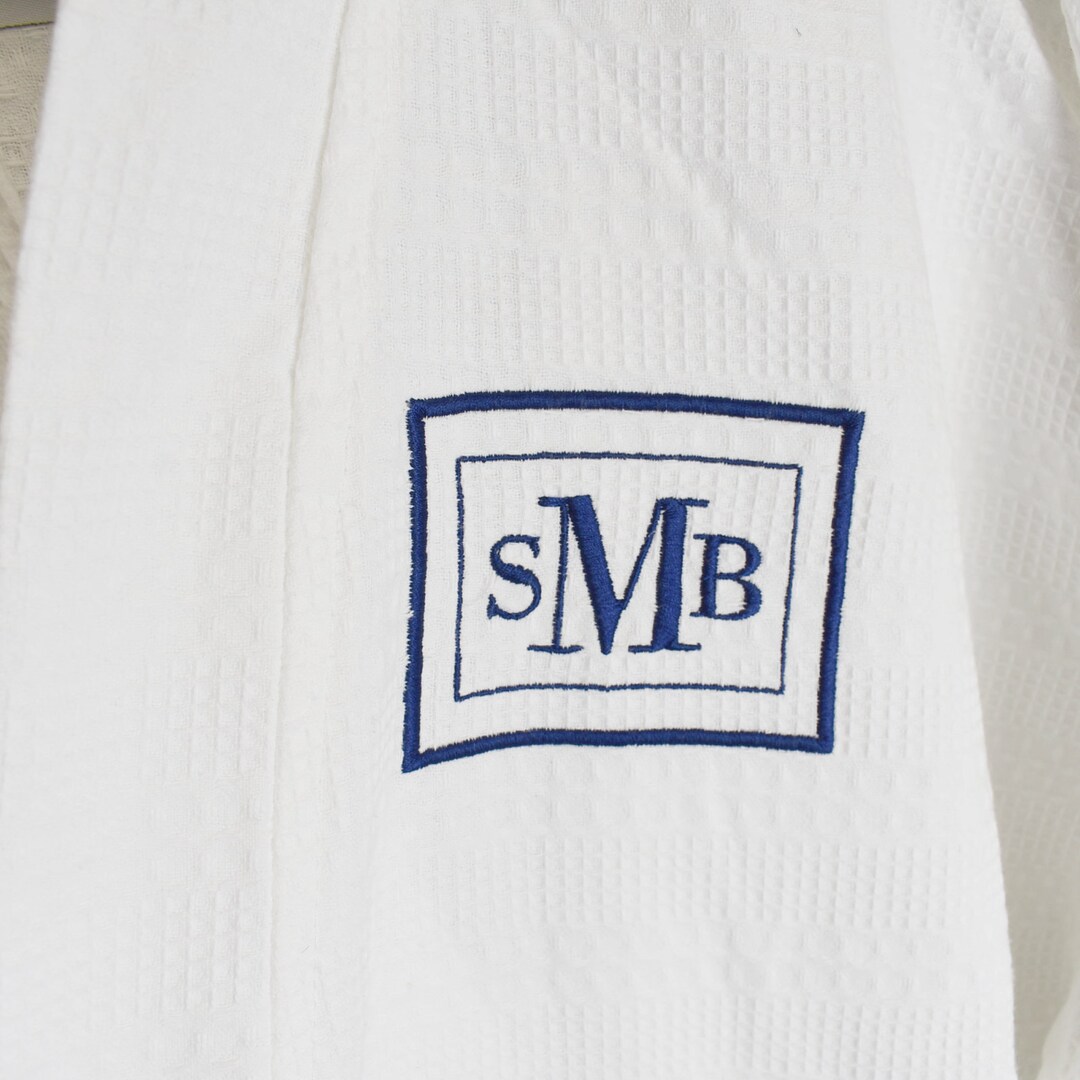Personalized Embroidered Italian Waffle Weave Bathrobe W/ Pocket Custom ...
