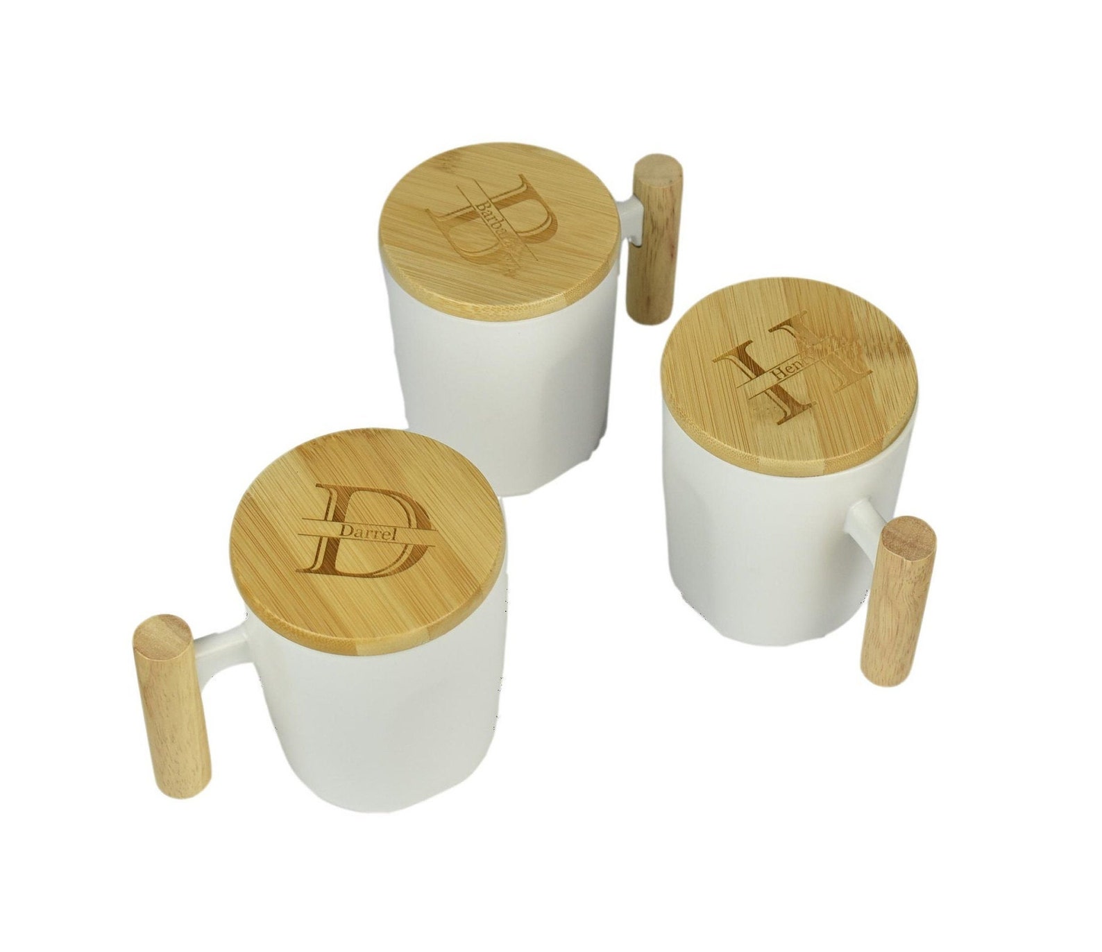 Personalized Ceramic Mug With Bamboo Lid 12 Oz Custom Coffee | Etsy