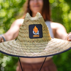 Custom Patch Straw Hat, Team Beach Hat, Personalized Straw Hat, Cusom Image / Text / Logo on ...