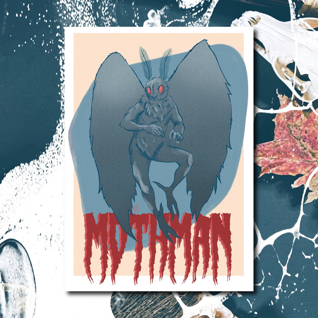 Mothman Cryptid Illustration Gothic Home Decor Occult Art - Etsy