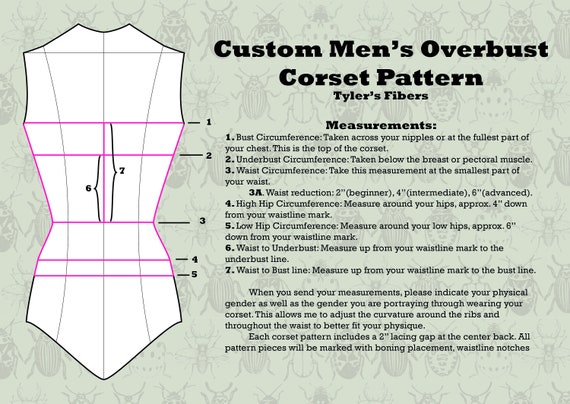Patterns Custom Men's Overbust Corset Pattern Kits & How To Craft ...