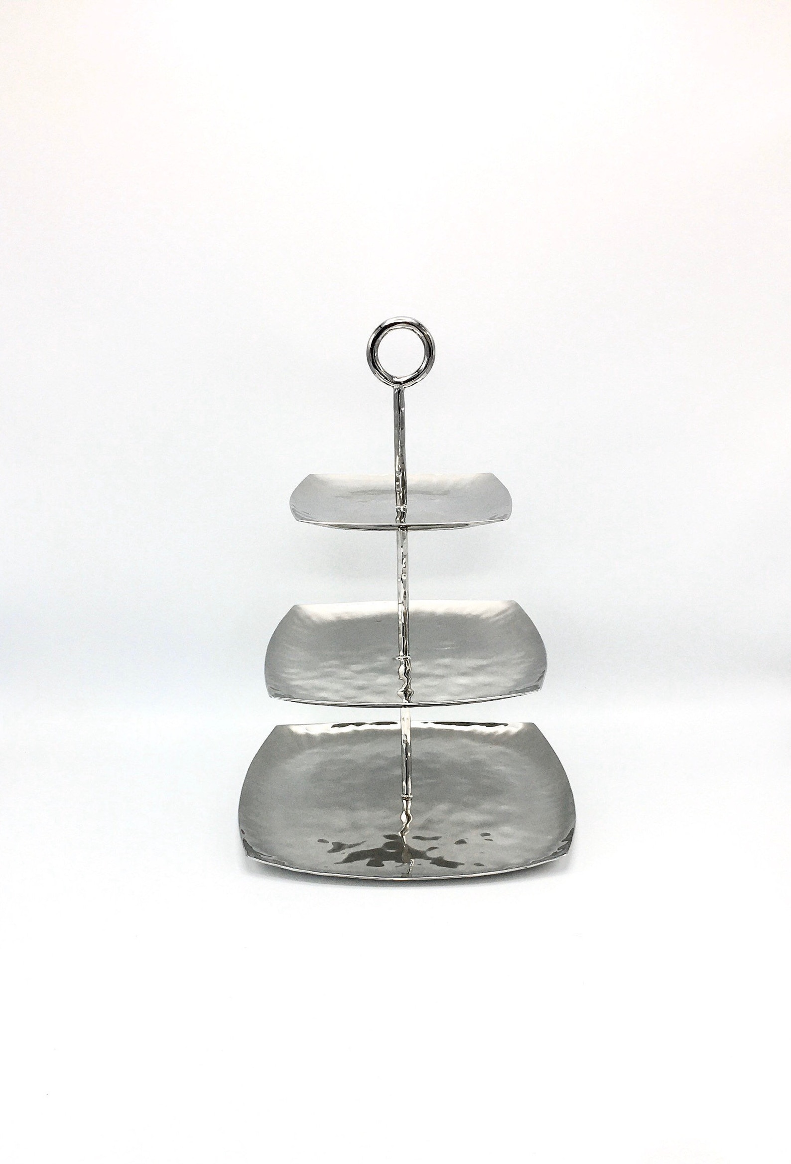 3 Tier Pastry Stand square Handmade Hammered Stainless Steel - Etsy