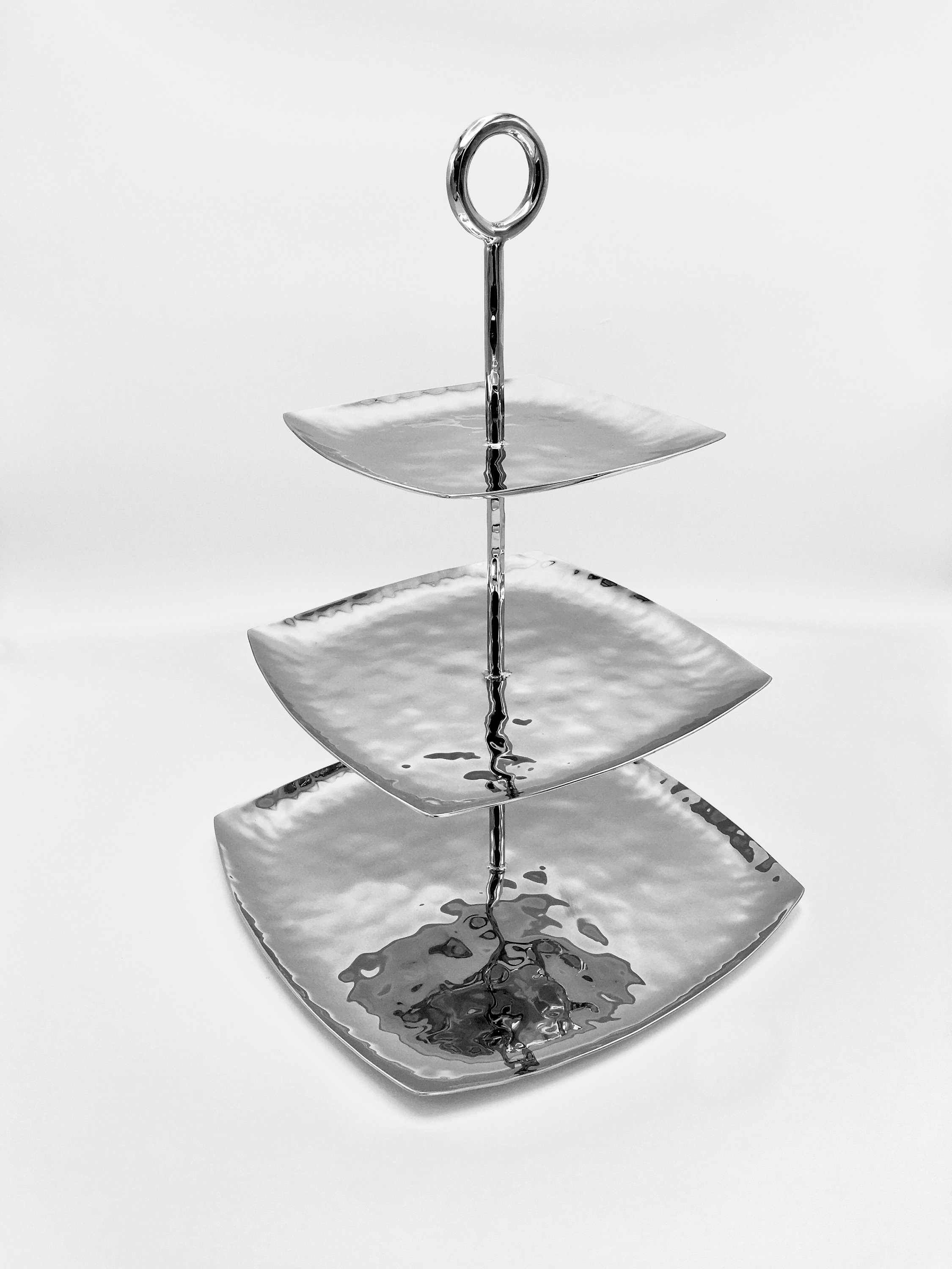 3 Tier Pastry Stand square Handmade Hammered Stainless Steel - Etsy