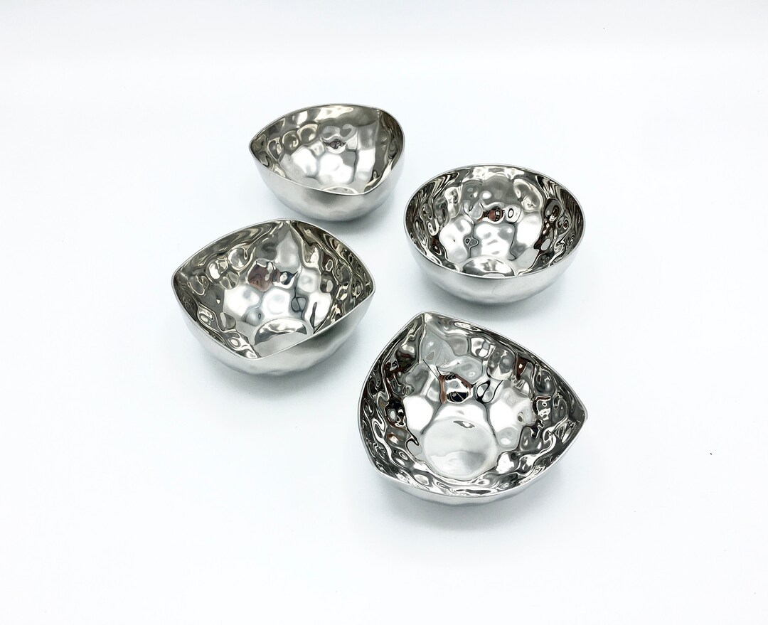 4" Bowls (square, Round, Triangle) - Handmade Hammered Stainless Steel ...