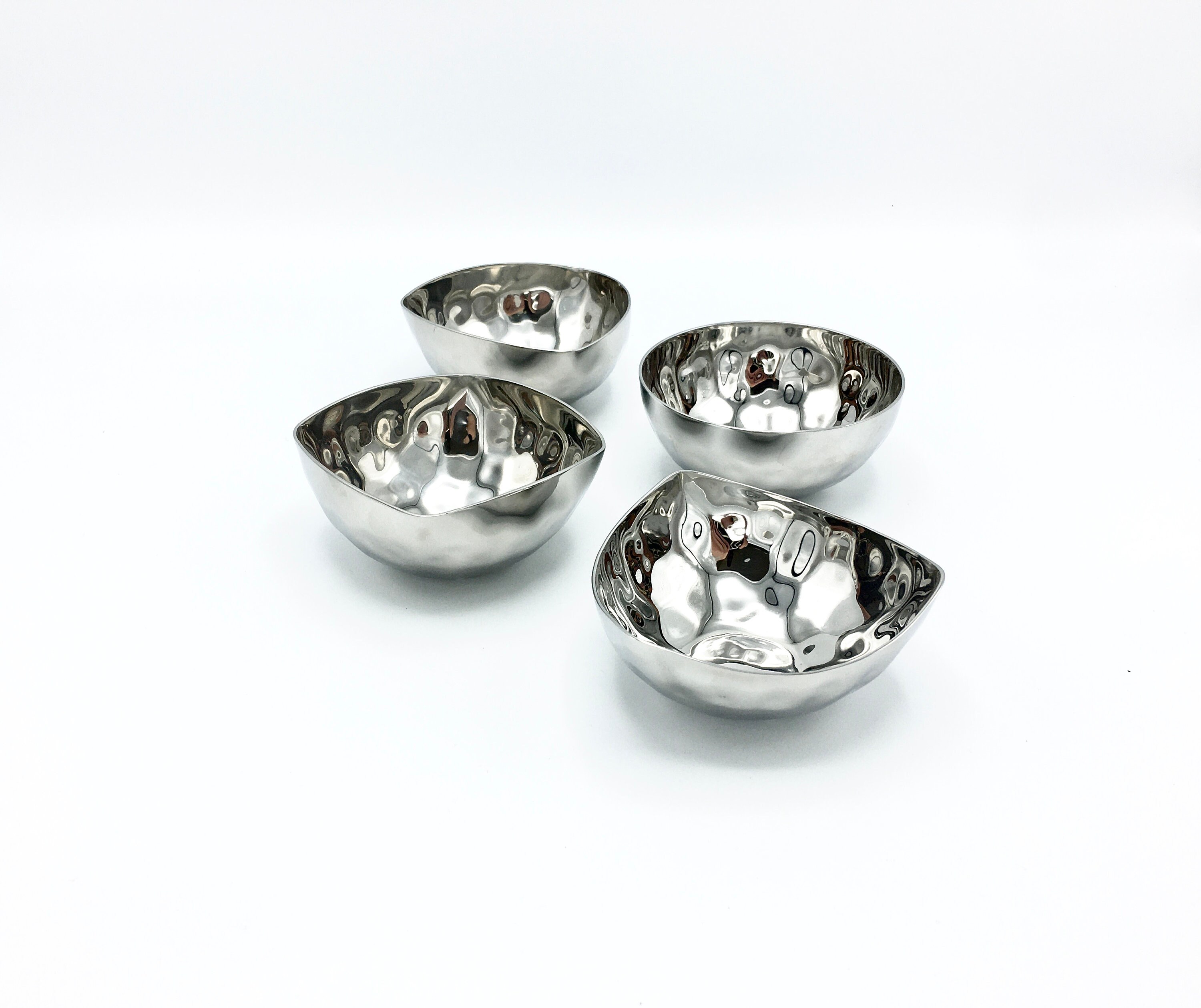 4" Bowls (square, Round, Triangle) - Handmade Hammered Stainless Steel ...