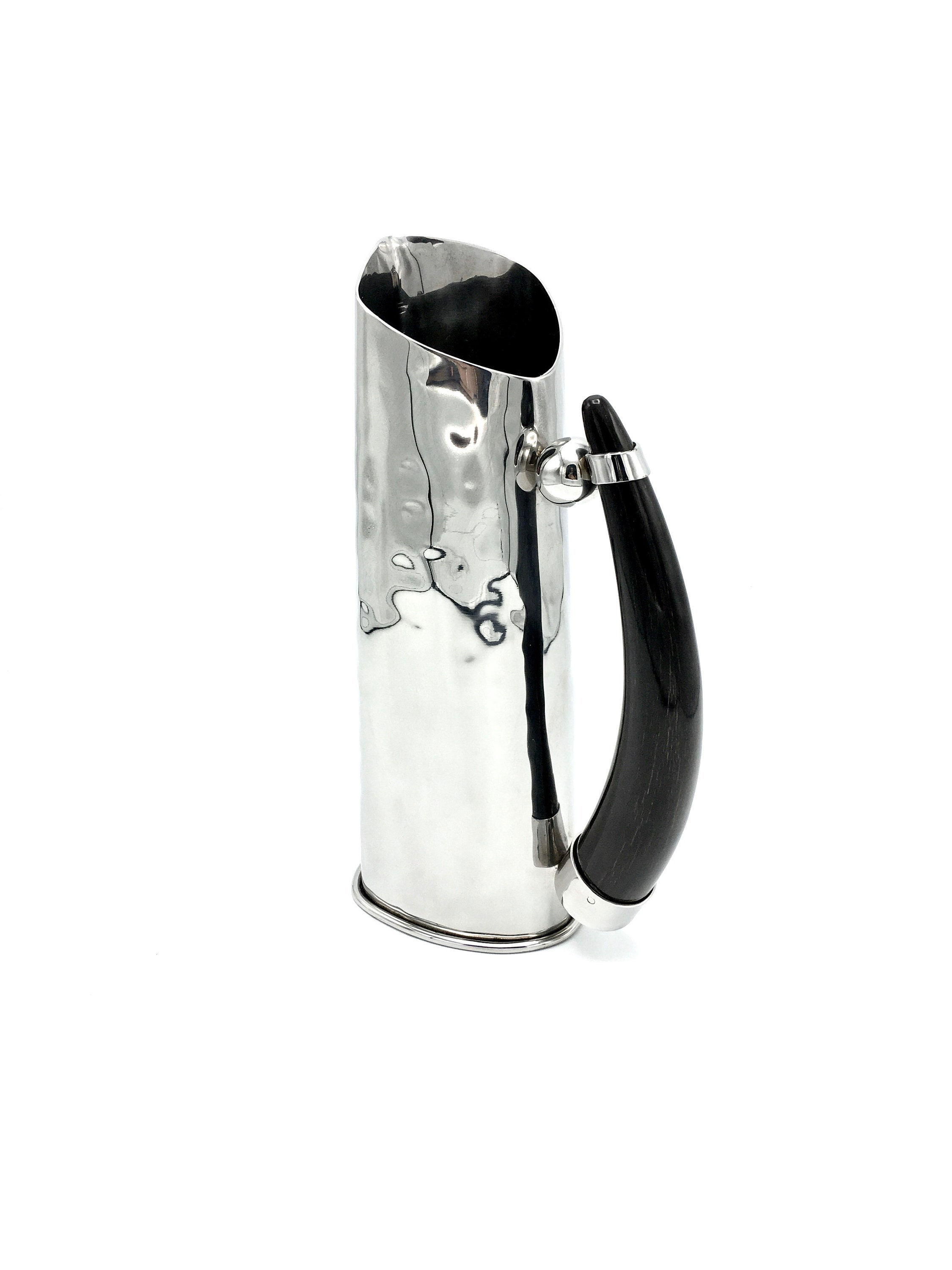 Water Pitcher With Buffalo Horn Handles - Handmade Hammered Stainless ...