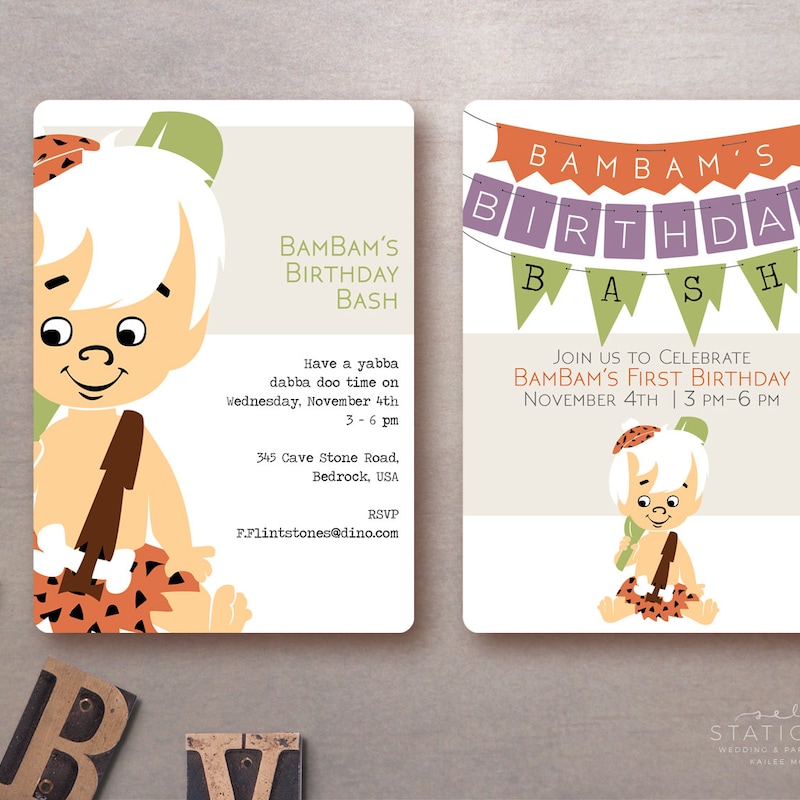 Bam Bam Invitation - Etsy