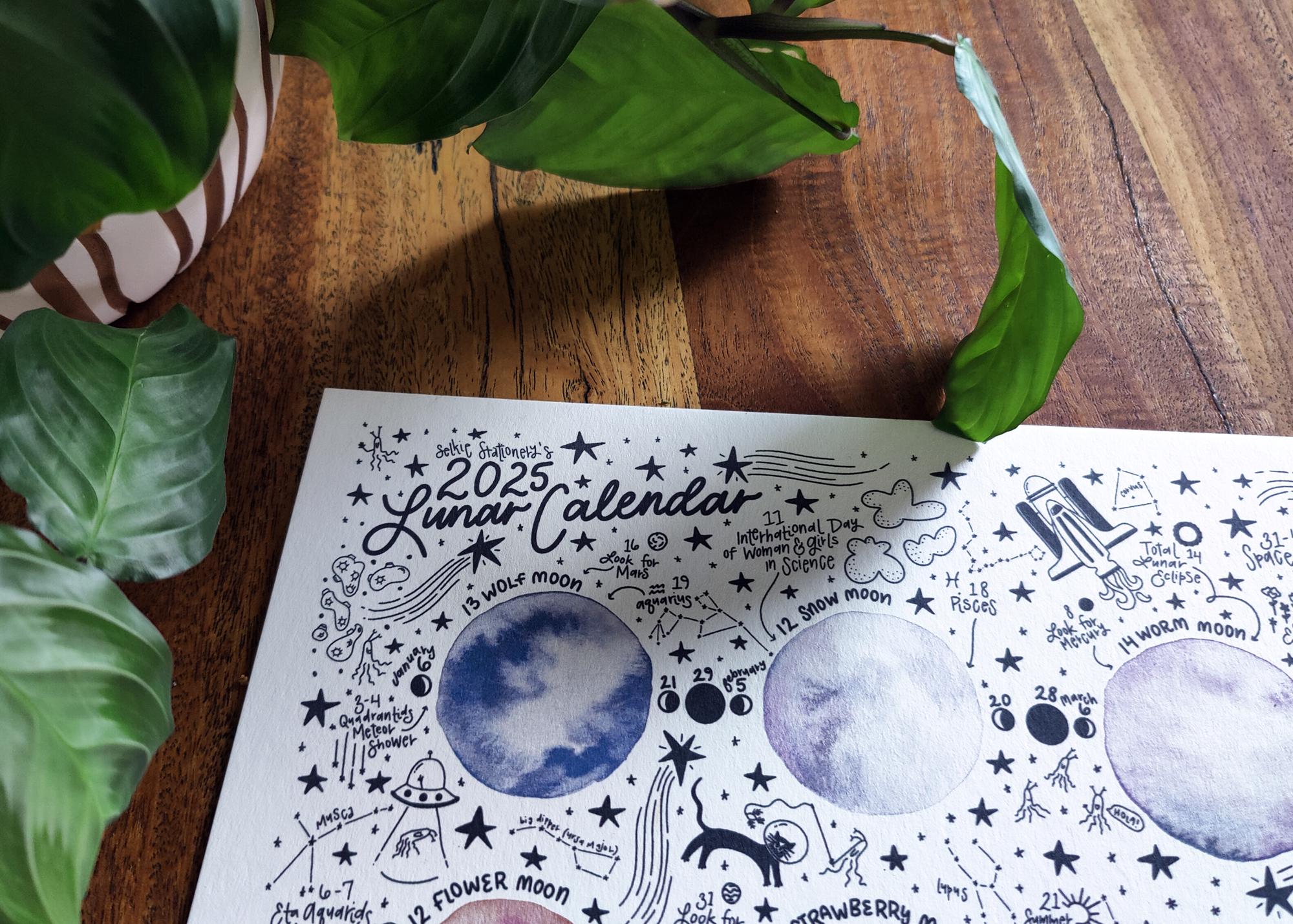 2025 Doodles and Watercolor Lunar Calendar Poster - Printable Version ...