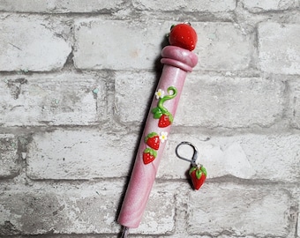 Pink Cow Print Crochet Hook | Cute Handmade Ergonomic Polymer Clay Pink ...