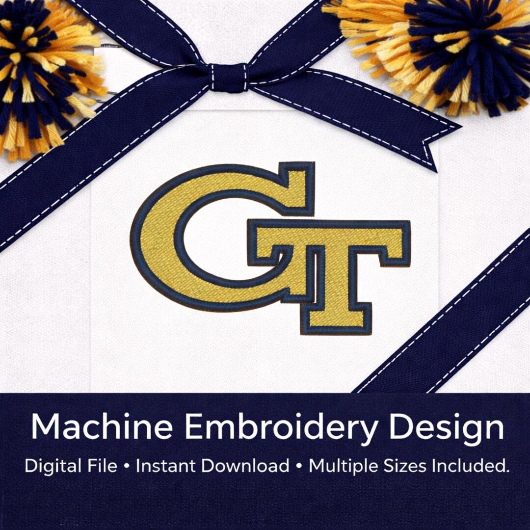 Interlocking GT Letter Embroidery Design | Collegiate Style Initial ...