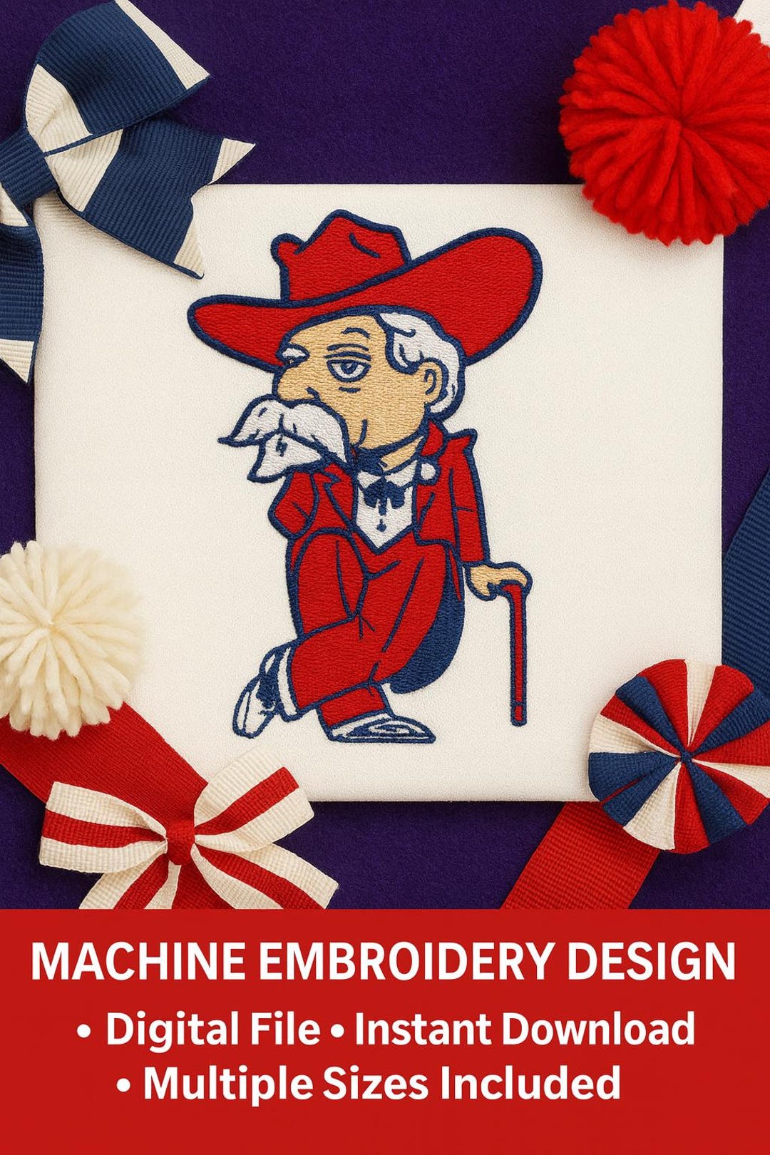 Ole Miss Colonel Reb Embroidery Design – University of Mississippi ...