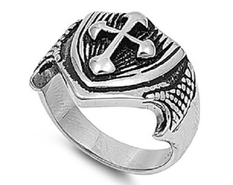 Men's SWORD & SHIELD Ring Stainless Steel Fast - Etsy